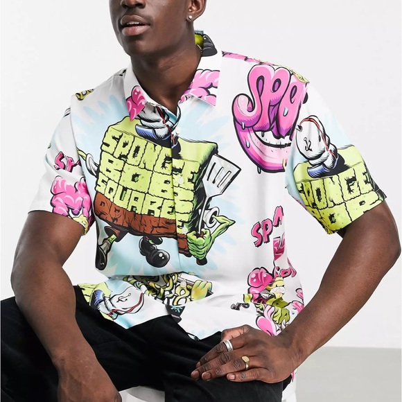 Bershka | Shirts | Spongebob Asos Bershka Mind Sponge All Over Print ...